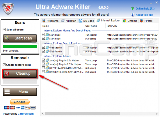 Ultra Adware Killer. Adware removal utility