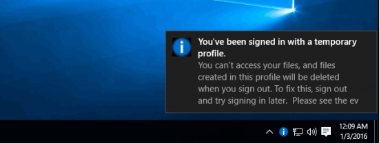 You've been signed in with a temporary profile. How to fix the problem
