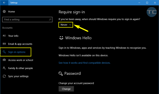 How To Disable Password On Wakeup In Windows 10