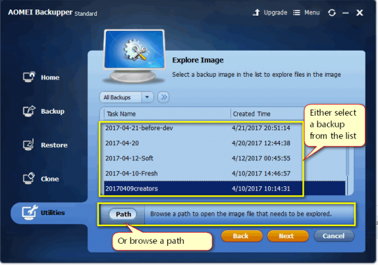 How To Restore A Single File Or A Folder From A Backup Image Using AOMEI Backupper