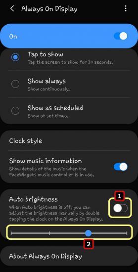 How to Adjust Brightness of Always On Display on Galaxy S21, S20
